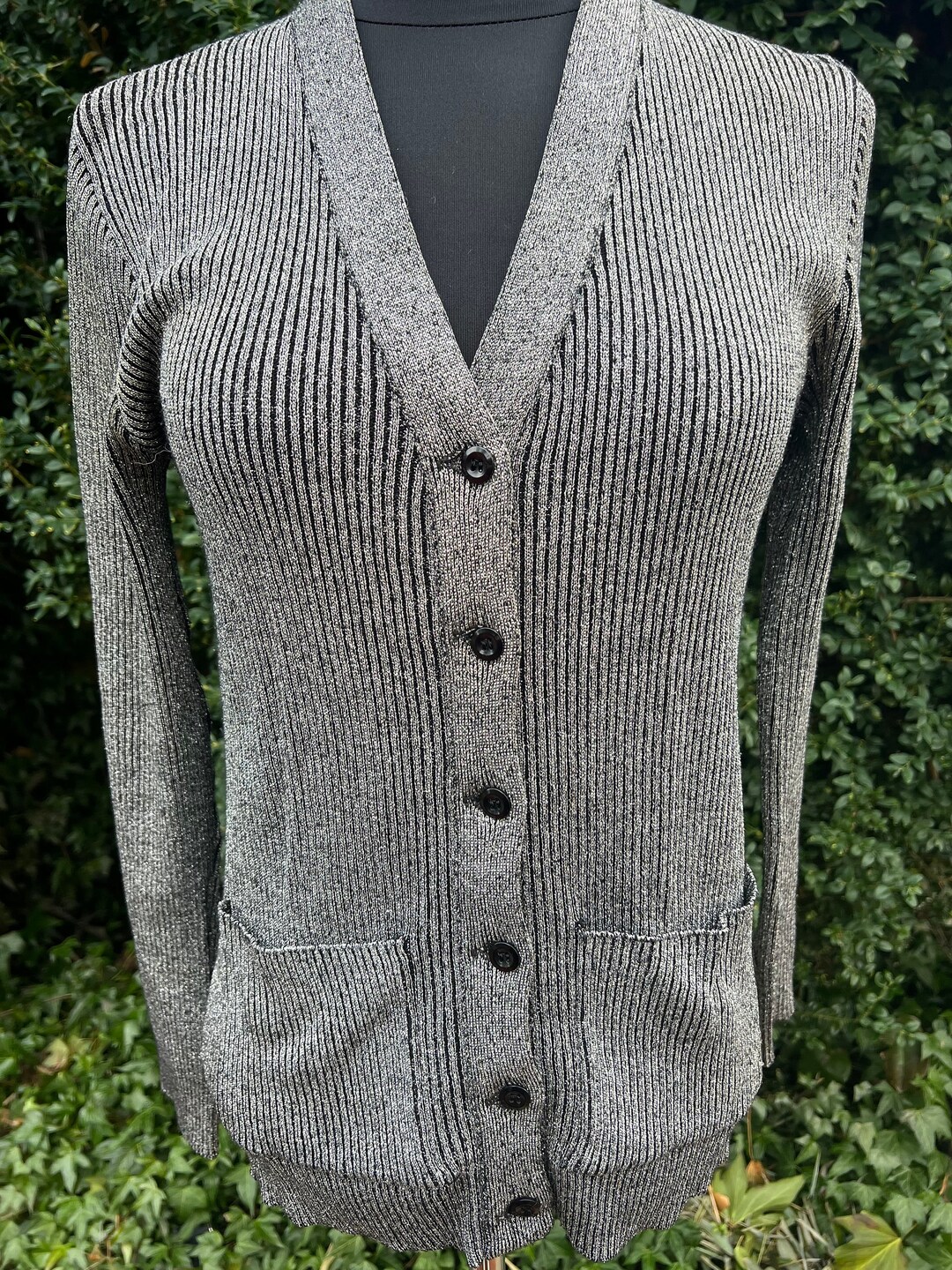 Vintage 1970’s Silver Metallic Thread Cardigan - Etsy