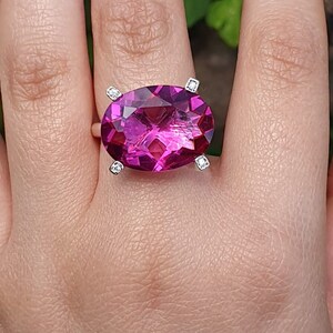 Large Oval Pink Sapphire Ring, Cocktail Rings for Women, Pink Sapphire ...
