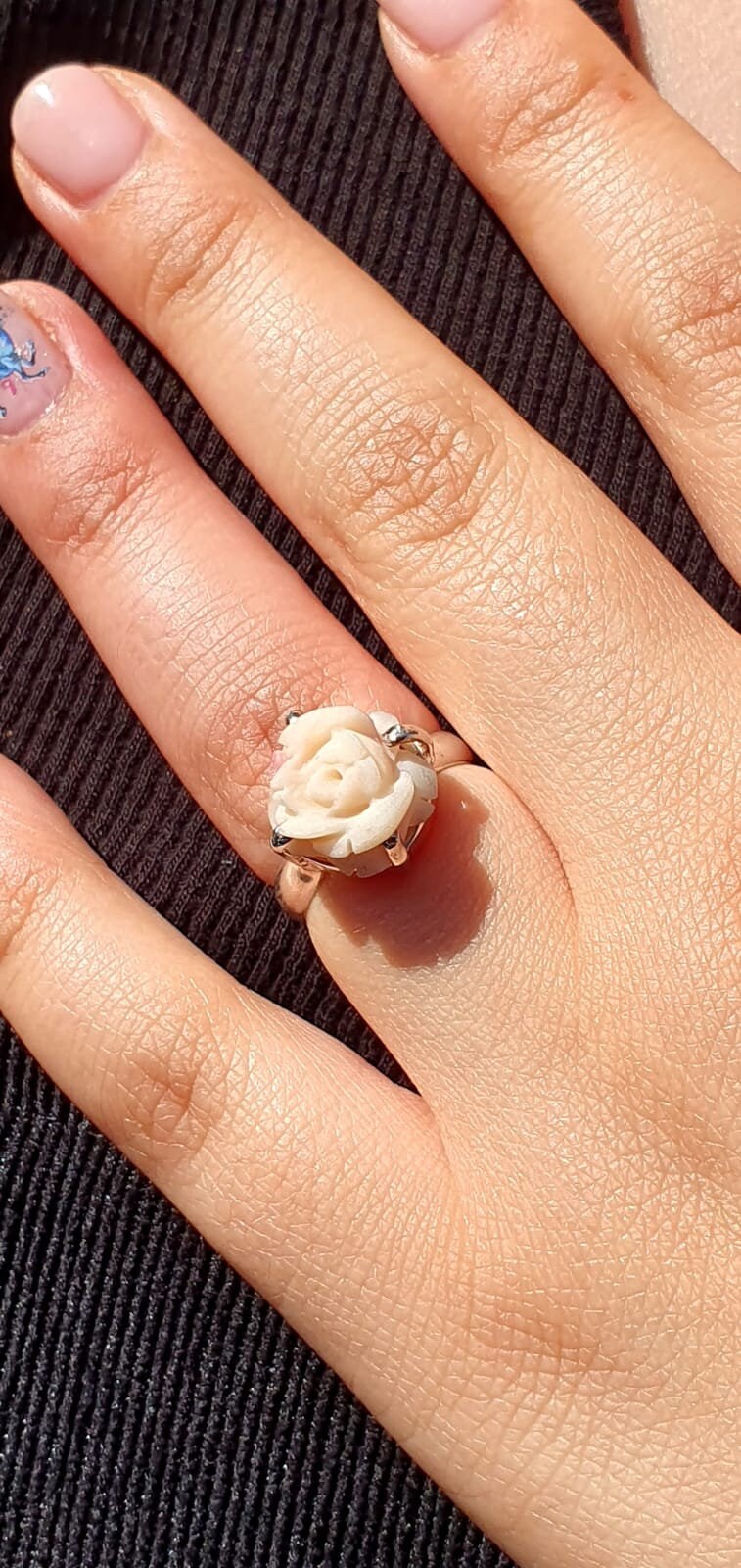 Coral Ring, Carved Gemstone Ring,sterling Silver Flower/floral Ring ...