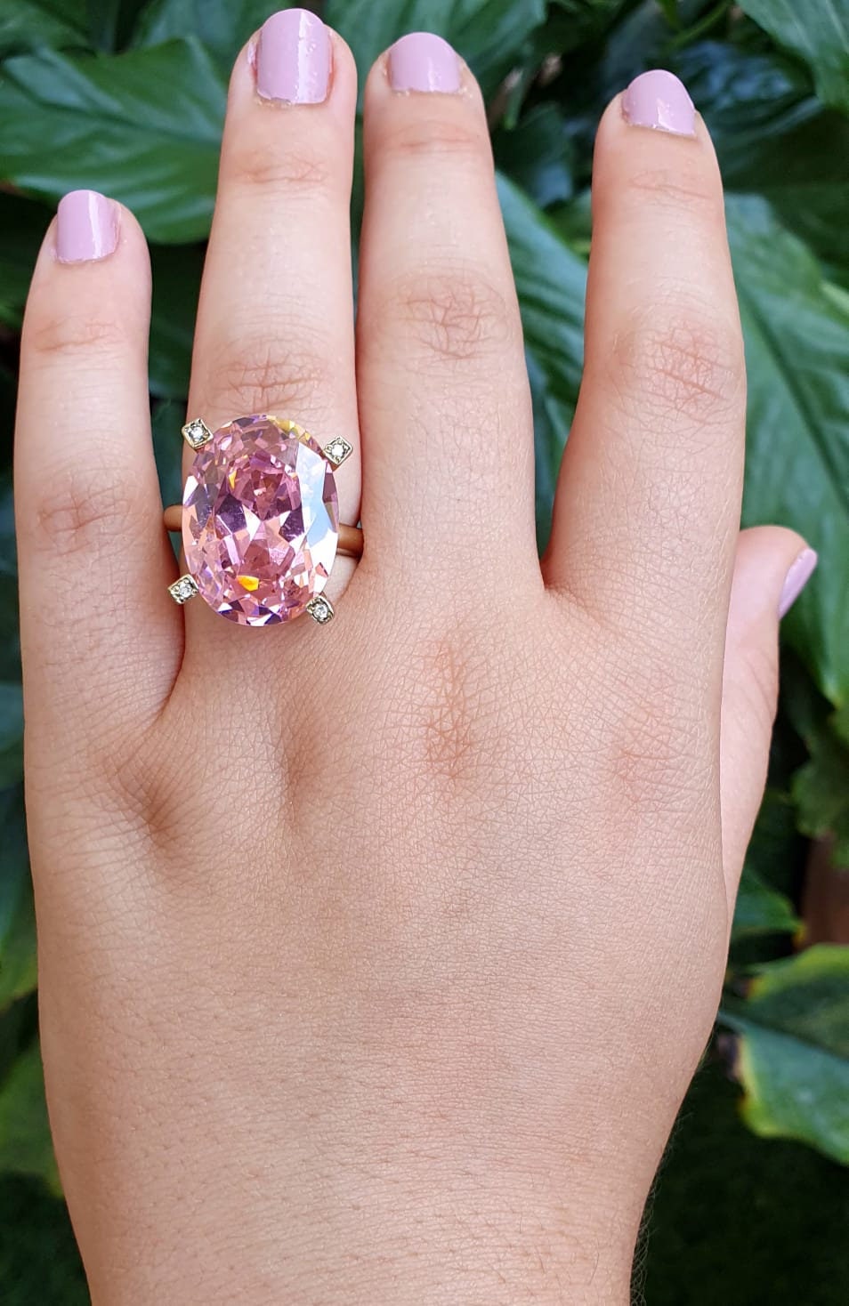 Large Oval Pink Sapphire Ring, Cocktail Rings for Women, Pink Sapphire Ring, Pink Gemstone Ring ...