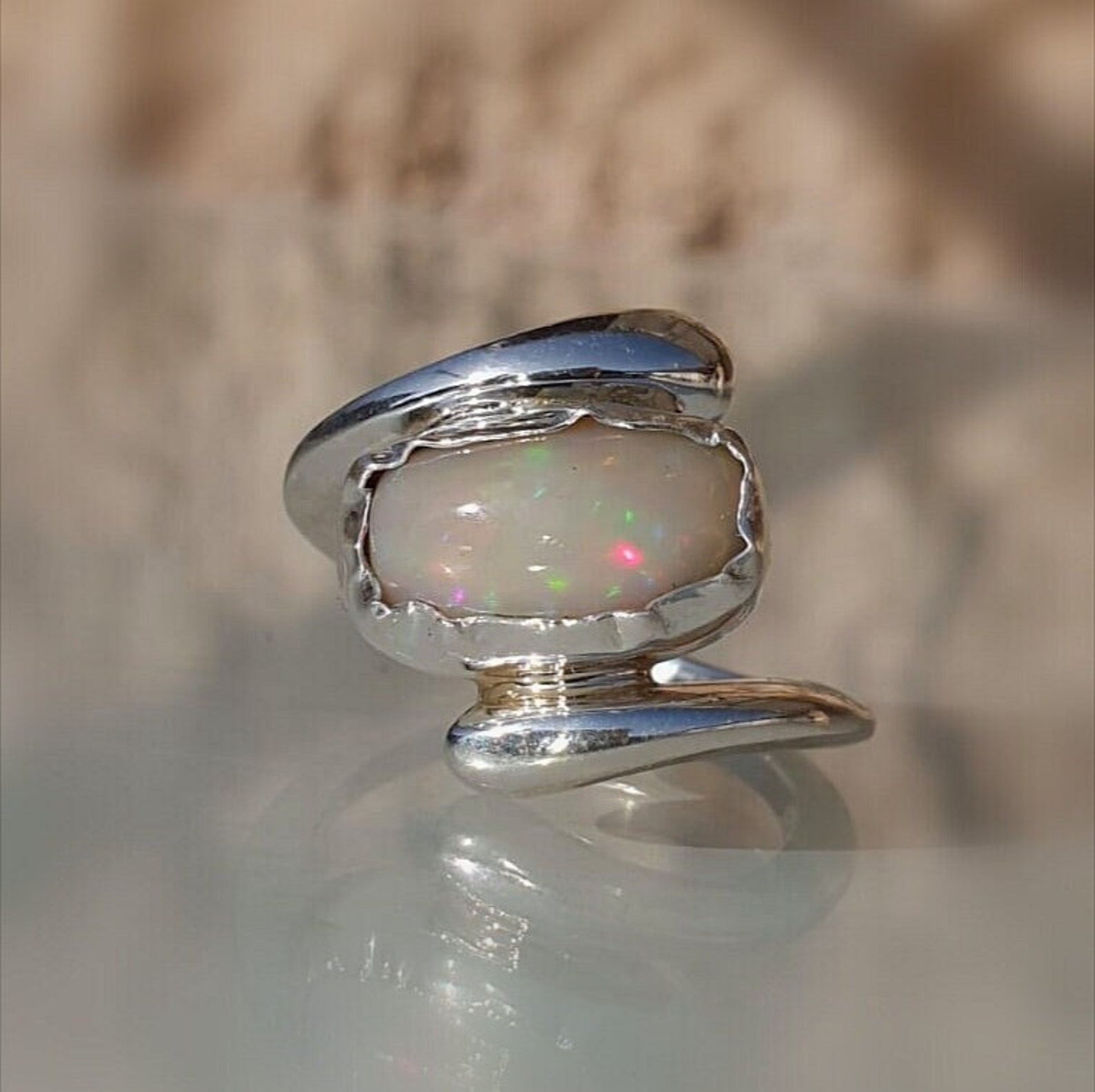 Handmade Opal Ring, Fire Opal Ring, Opal Ring Sterling Silver, Opal ...