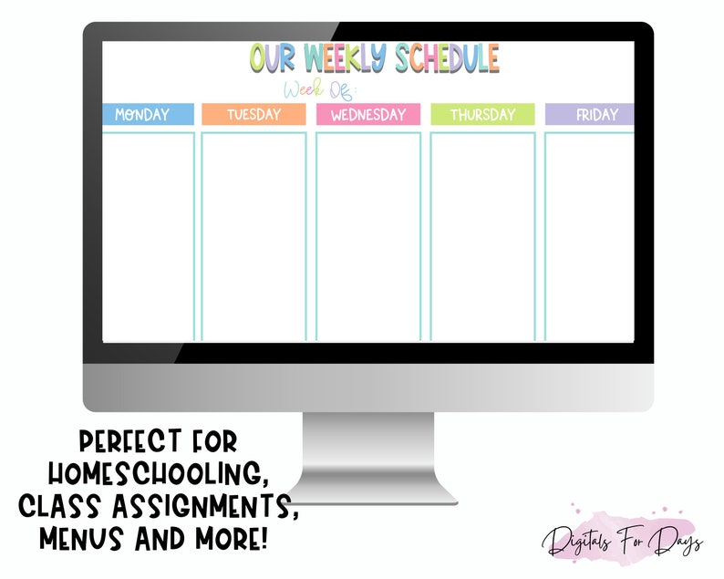 Weekly Schedule Planner for Kids, Homeschool Planner for Moms - Etsy