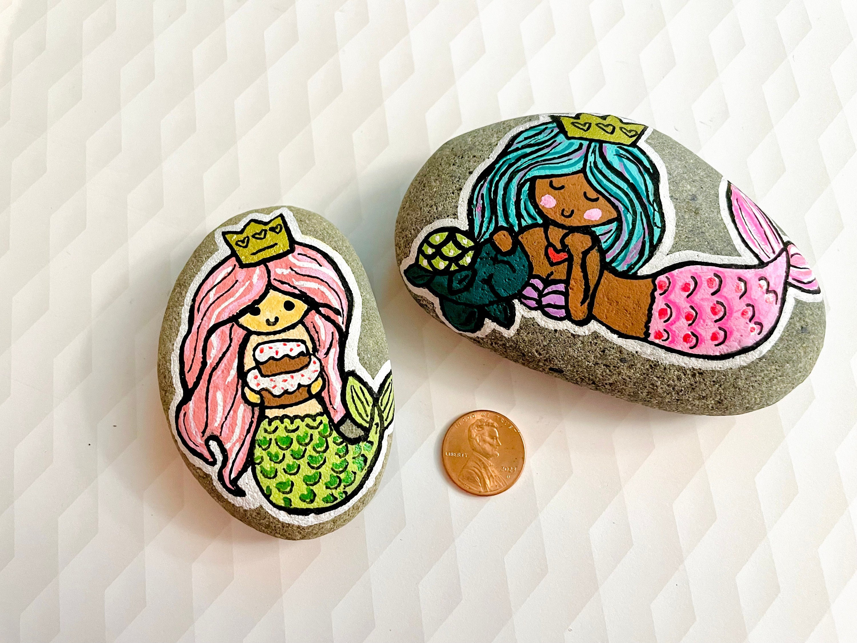 Mermaids Painted Rocks Set/cute Mermaids/pnw Art/rock Art/painted Rock ...
