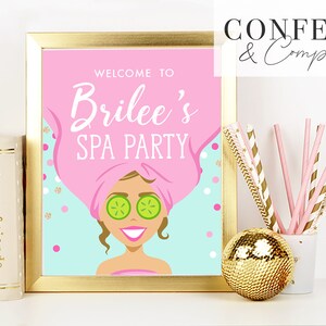 Spa Birthday Party Welcome Sign, Personalized Birthday Sign, Printable ...