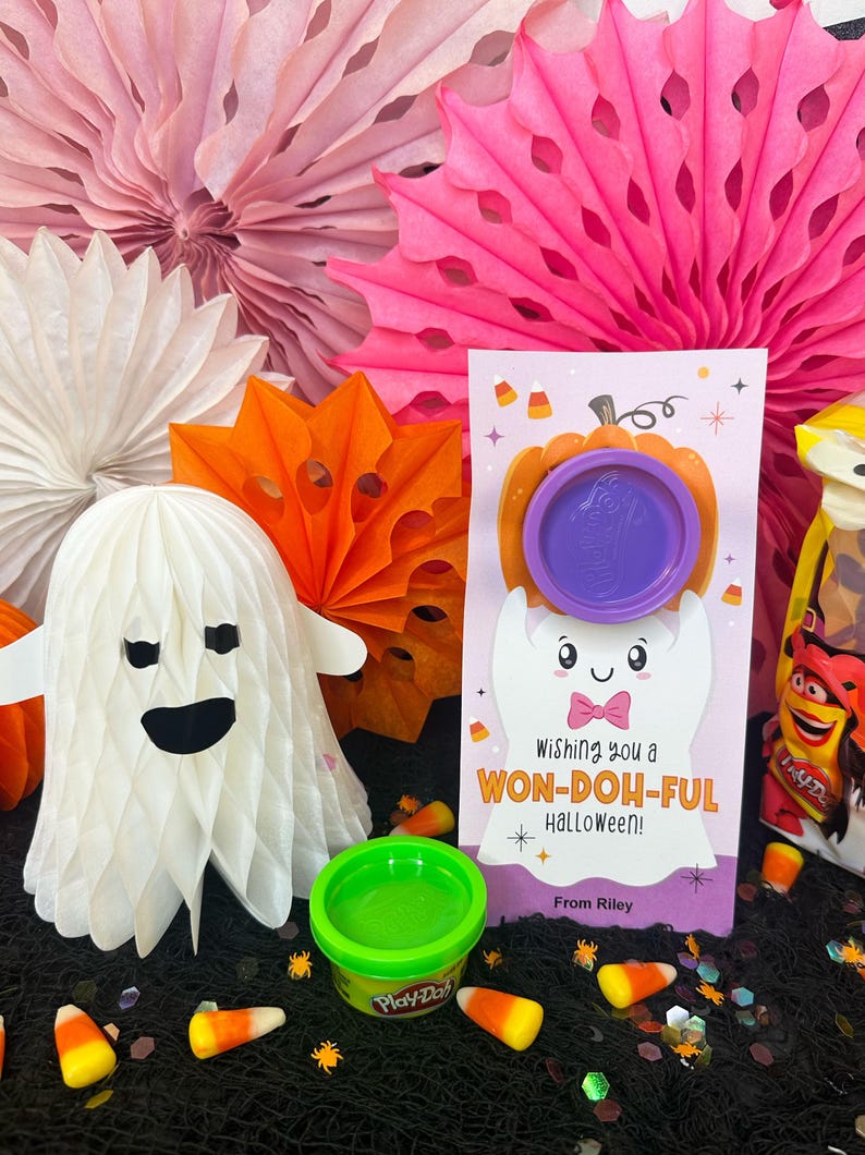 Play Dough Halloween Ghost Gift Printable Cards, Halloween Classroom ...