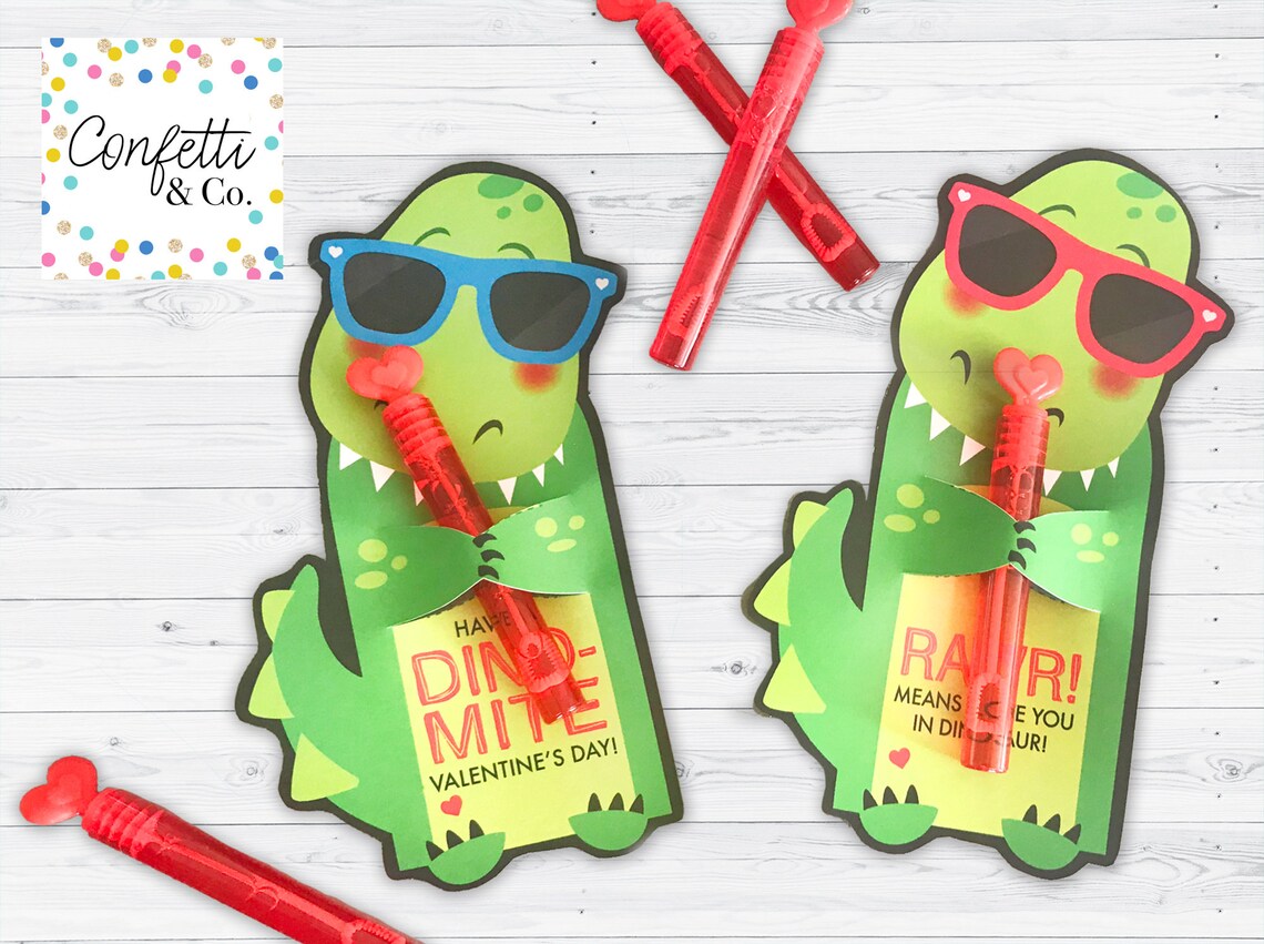 Dinosaur Valentine Treat Holder Printable Cards Printable - Etsy