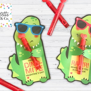 Dinosaur Valentine Treat Holder Printable Cards, Printable Candy Hugger ...
