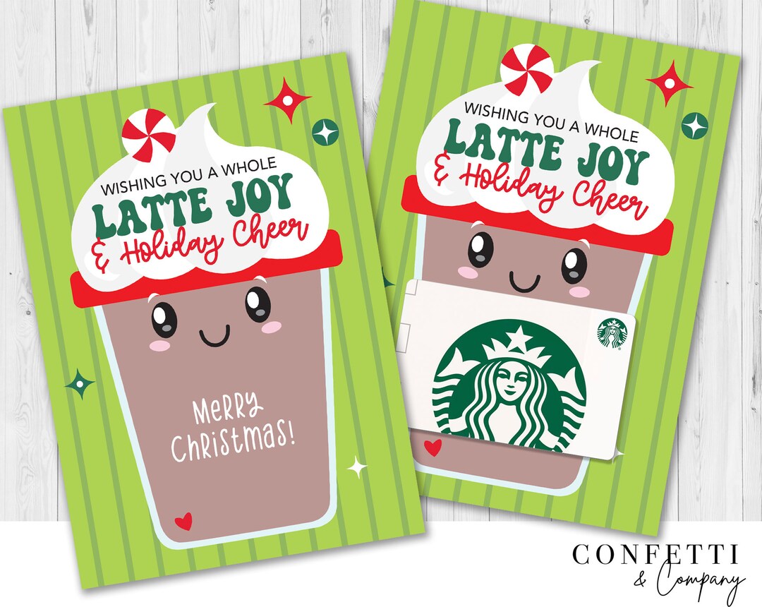 Cute Christmas Coffee Gift Card Holder, INSTANT DOWNLOAD Printable ...