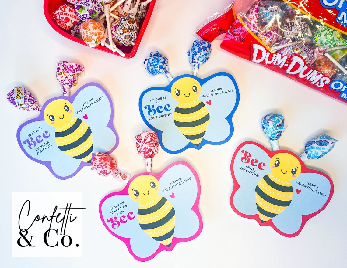 BEE Mine Bumble Bee Valentines, Printable Valentine Cards, Lollipop ...