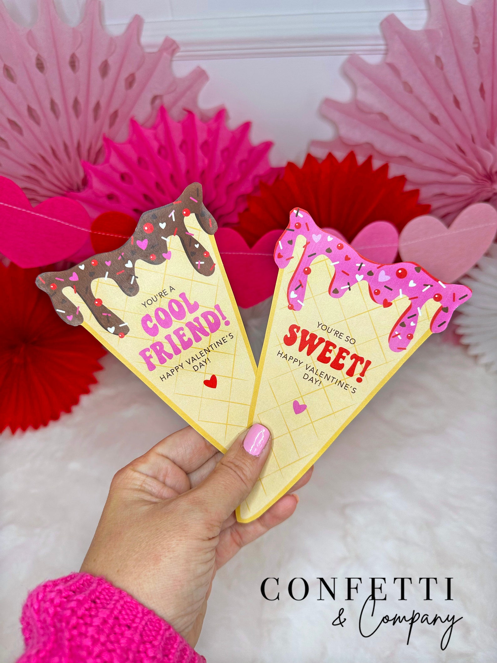 Ice Cream Cone Printable Classroom Valentine Cards Kids - Etsy