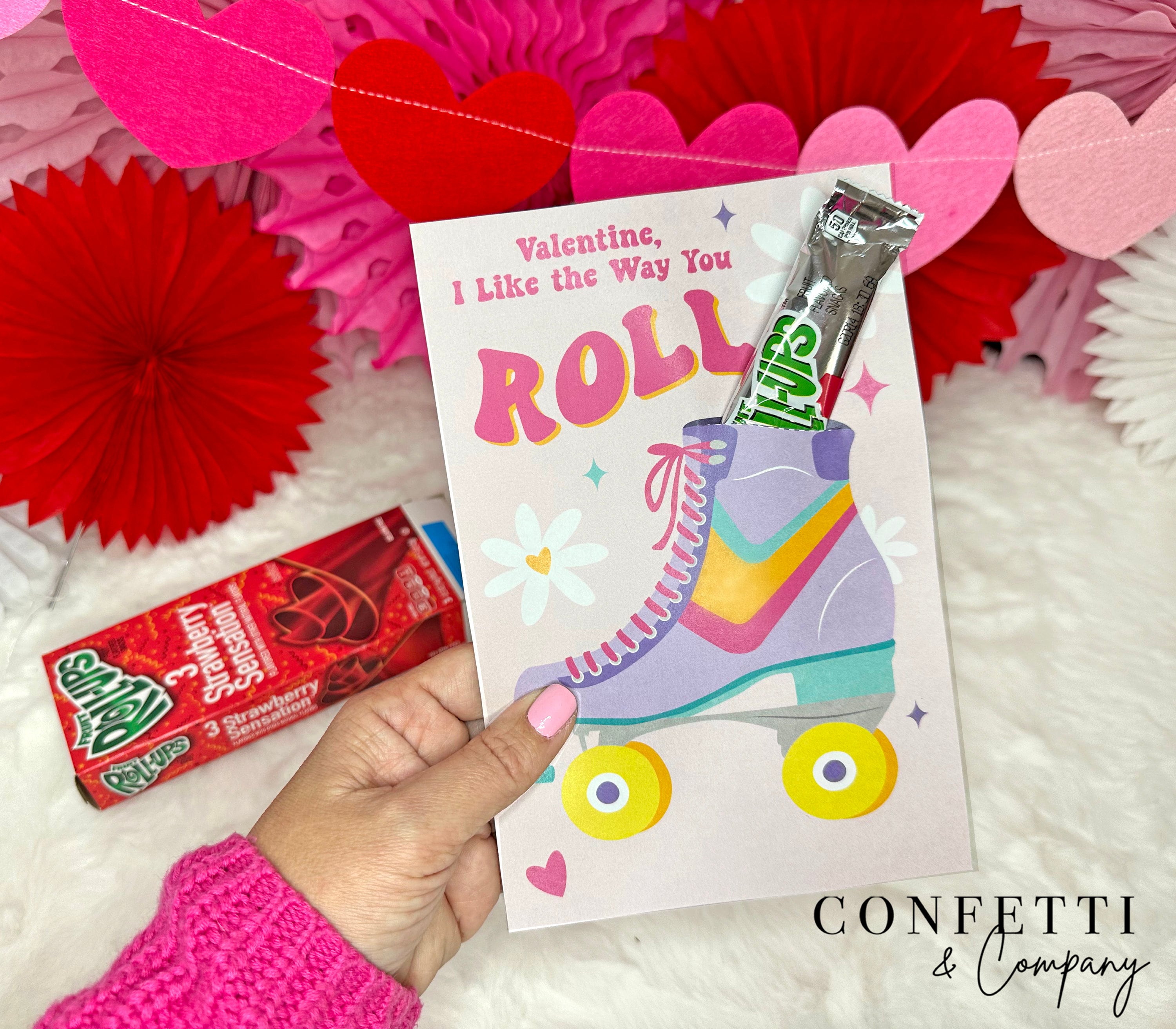 Retro Roller Skate Valentine Treat Holder Printable Cards, Kid's ...