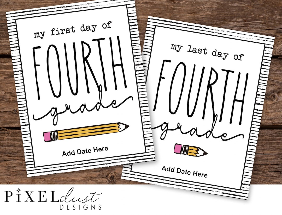 Printable First Day of School FOURTH GRADE Sign, Back to School Sign ...