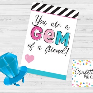 You Are a GEM of a Friend Ring Pop Tags, Valentine's Day Cards, Girl's ...
