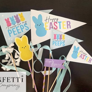 Printable PEEPS Easter Pennant Flag Set, Retro Easter Pennants, Kid's ...