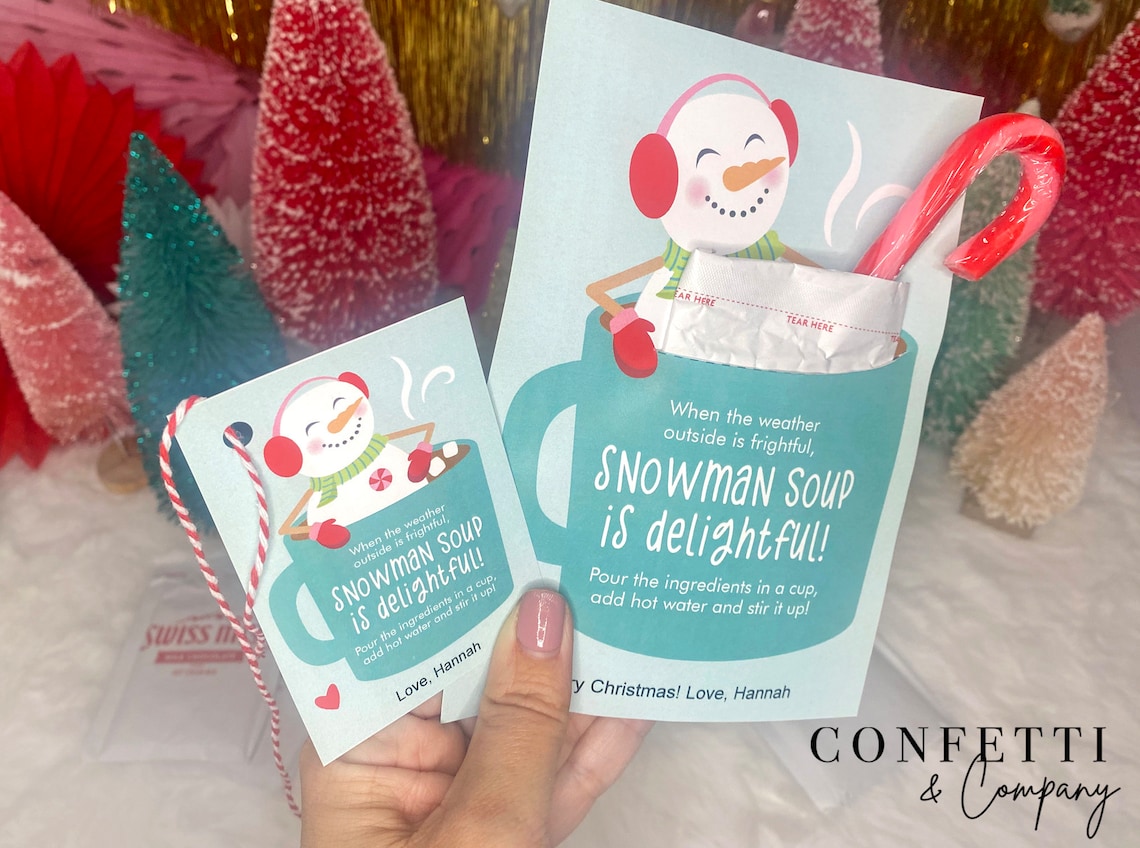 Snowman Soup Hot Chocolate Printable Hot Cocoa Christmas - Etsy