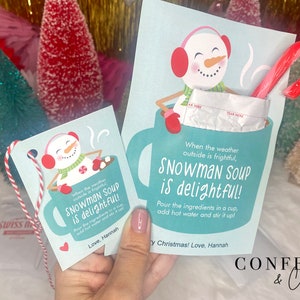 Snowman Soup, Hot Chocolate Printable, Hot Cocoa Christmas Gift Tag ...