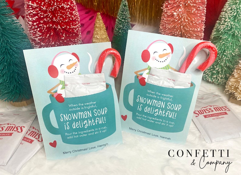 Snowman Soup, Hot Chocolate Printable, Hot Cocoa Christmas Gift Tag ...