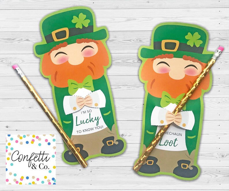 St. Patrick's Day Leprechaun Printable Treat Holder Card | Etsy
