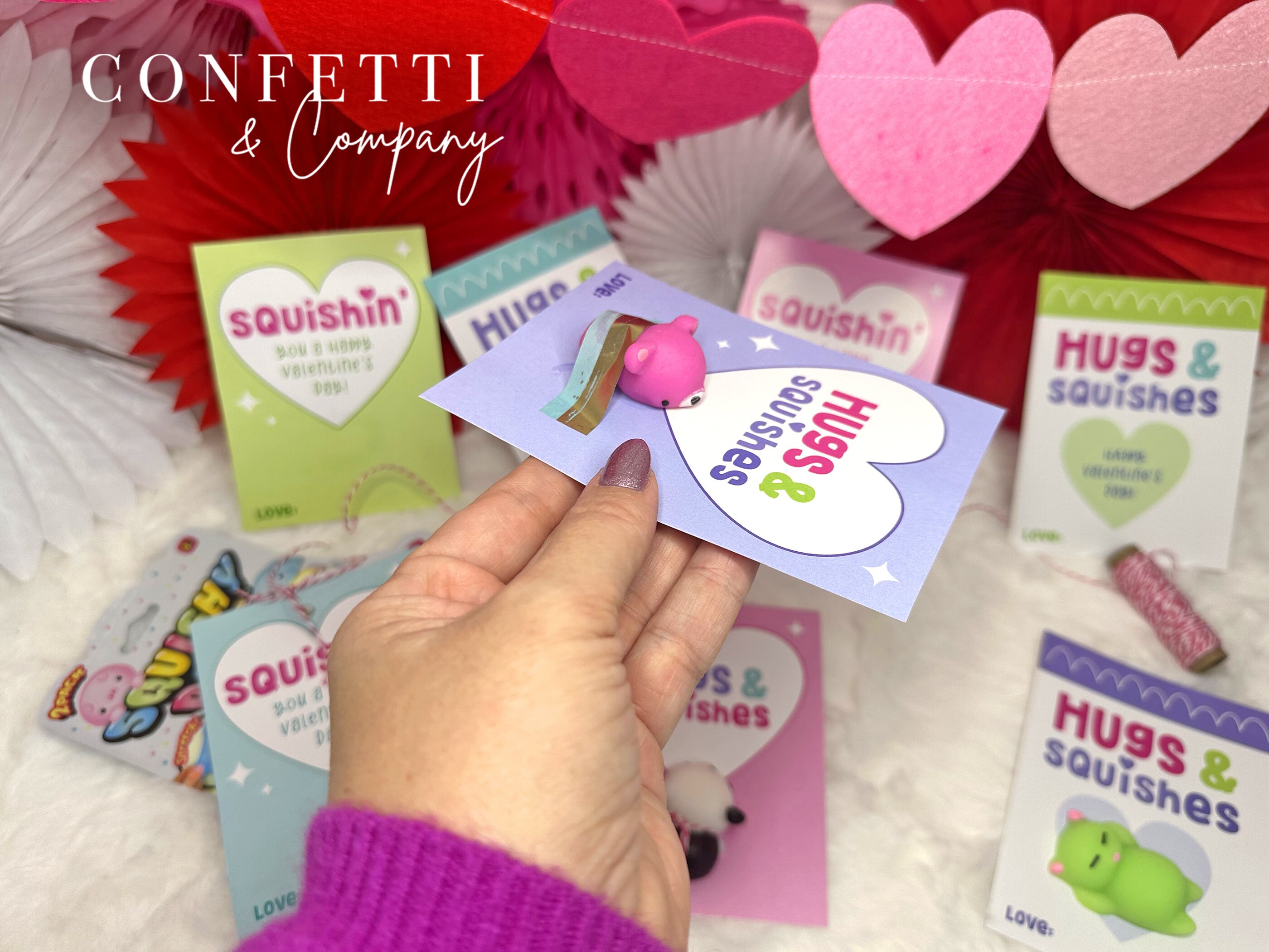 Squishie Valentines Squishy Printable Valentine Cards Hugs & - Etsy
