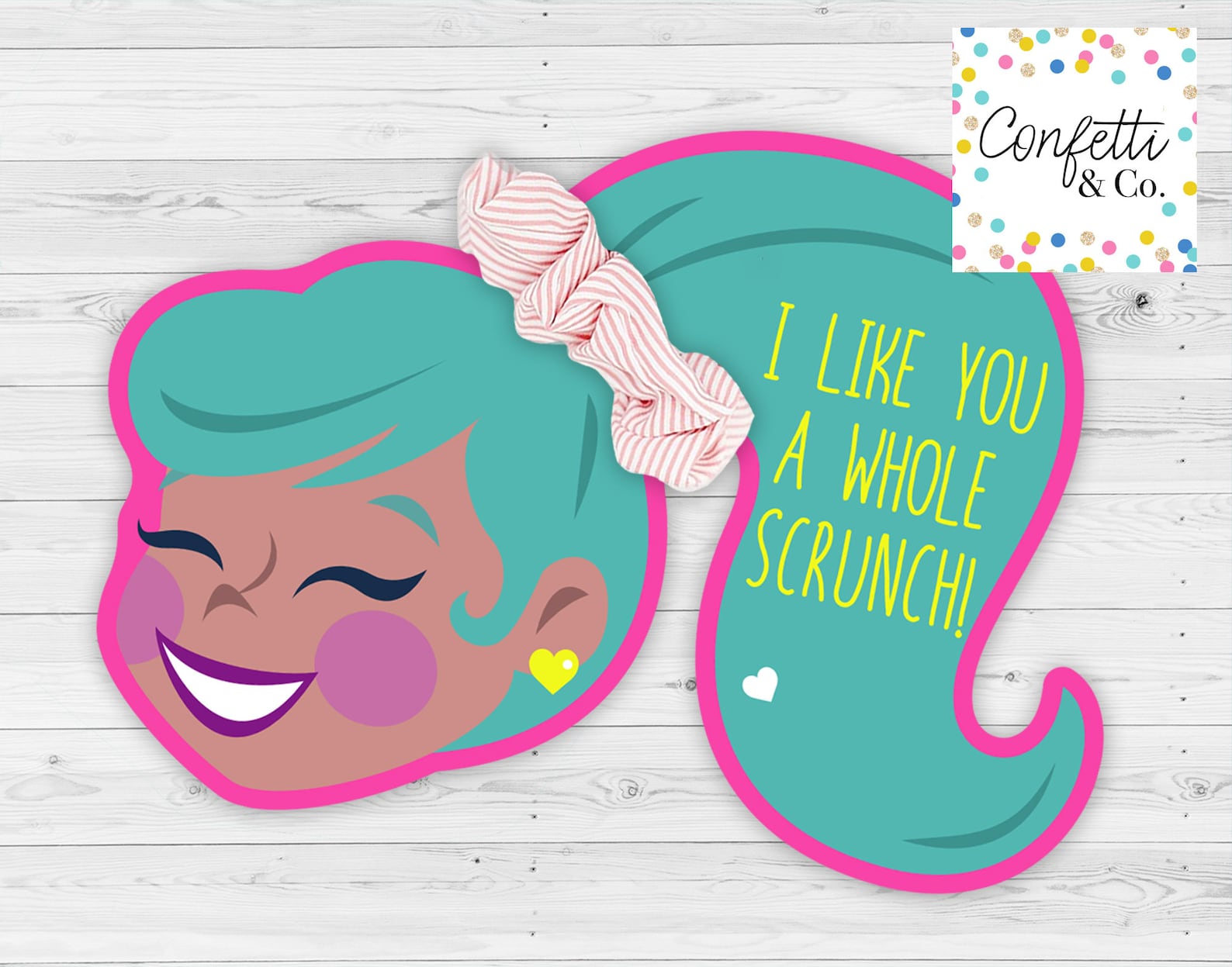 Girl's Scrunchie Valentines Printable Cards Kids | Etsy