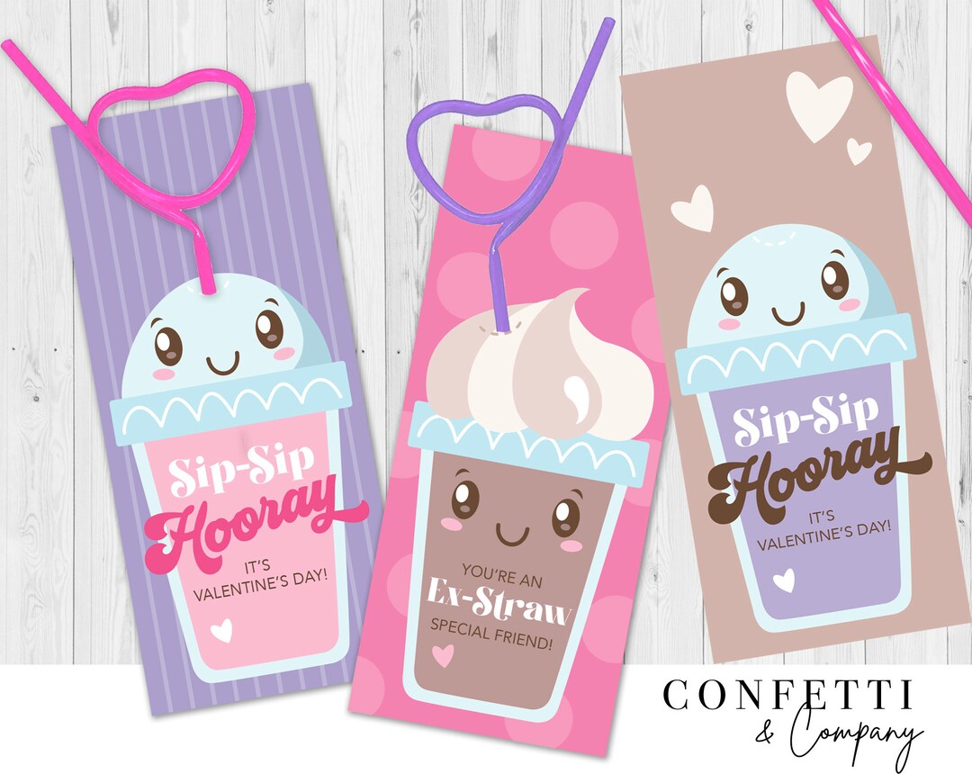 Silly Straw Valentine Printable Cards, Crazy Straw Classroom Valentines ...