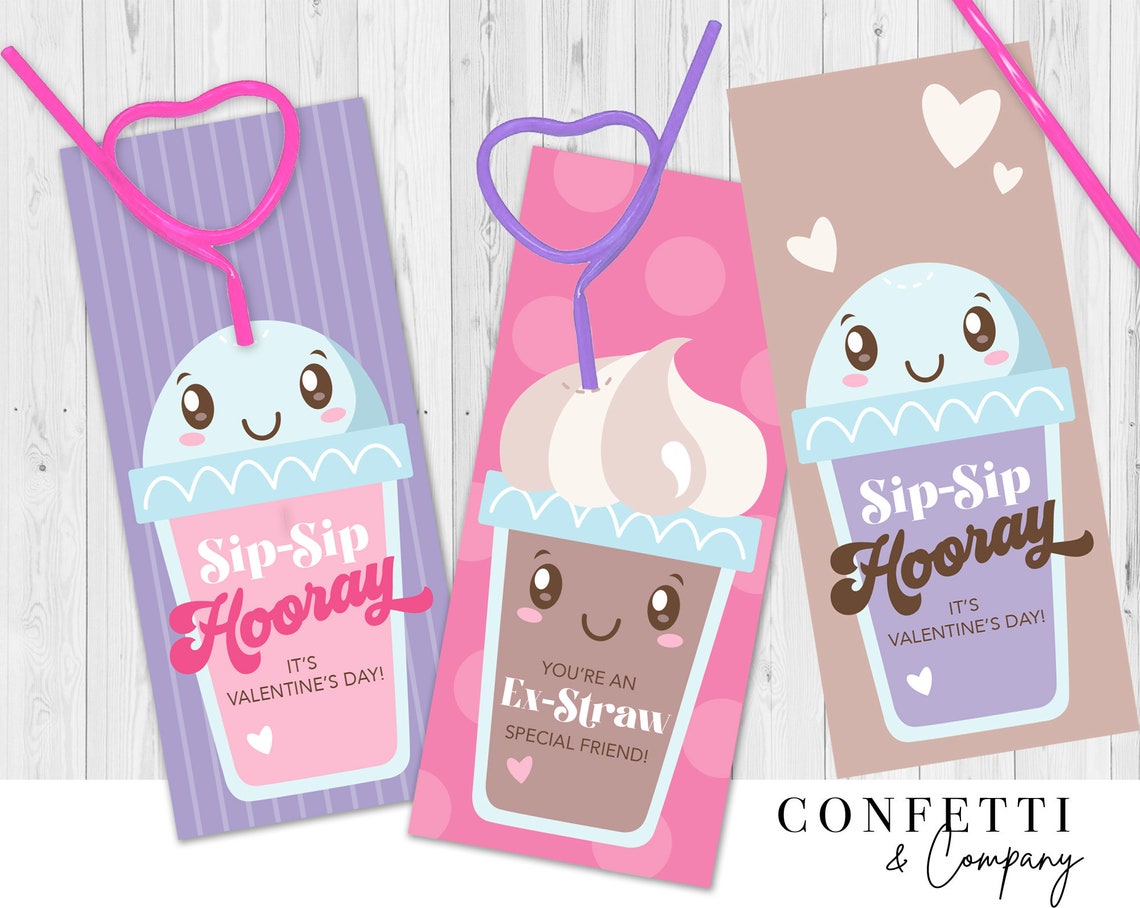 Silly Straw Valentine Printable Cards, Crazy Straw Classroom Valentines ...