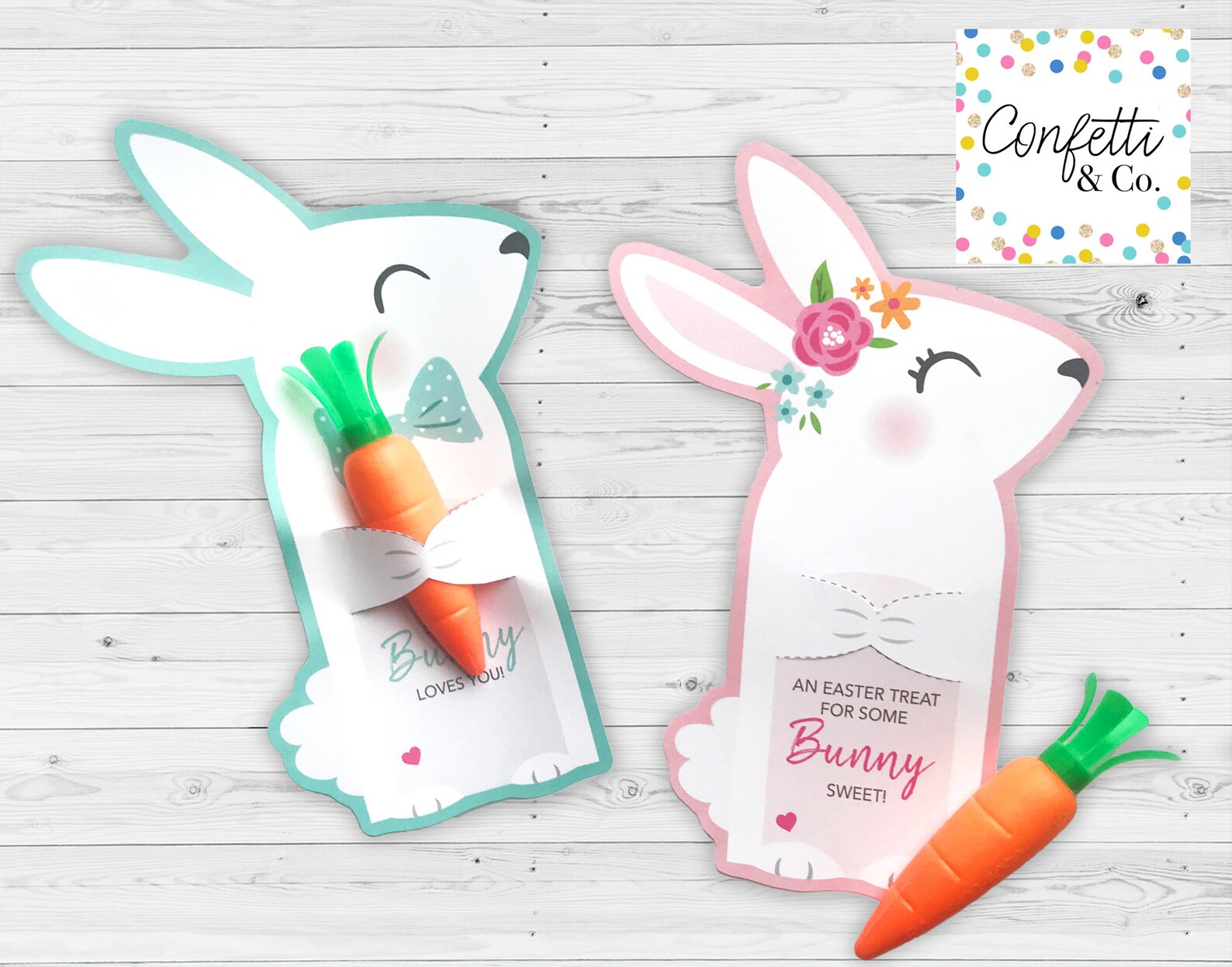 Easter Bunny Card Easter Rabbit Printable Treat Holder Card - Etsy