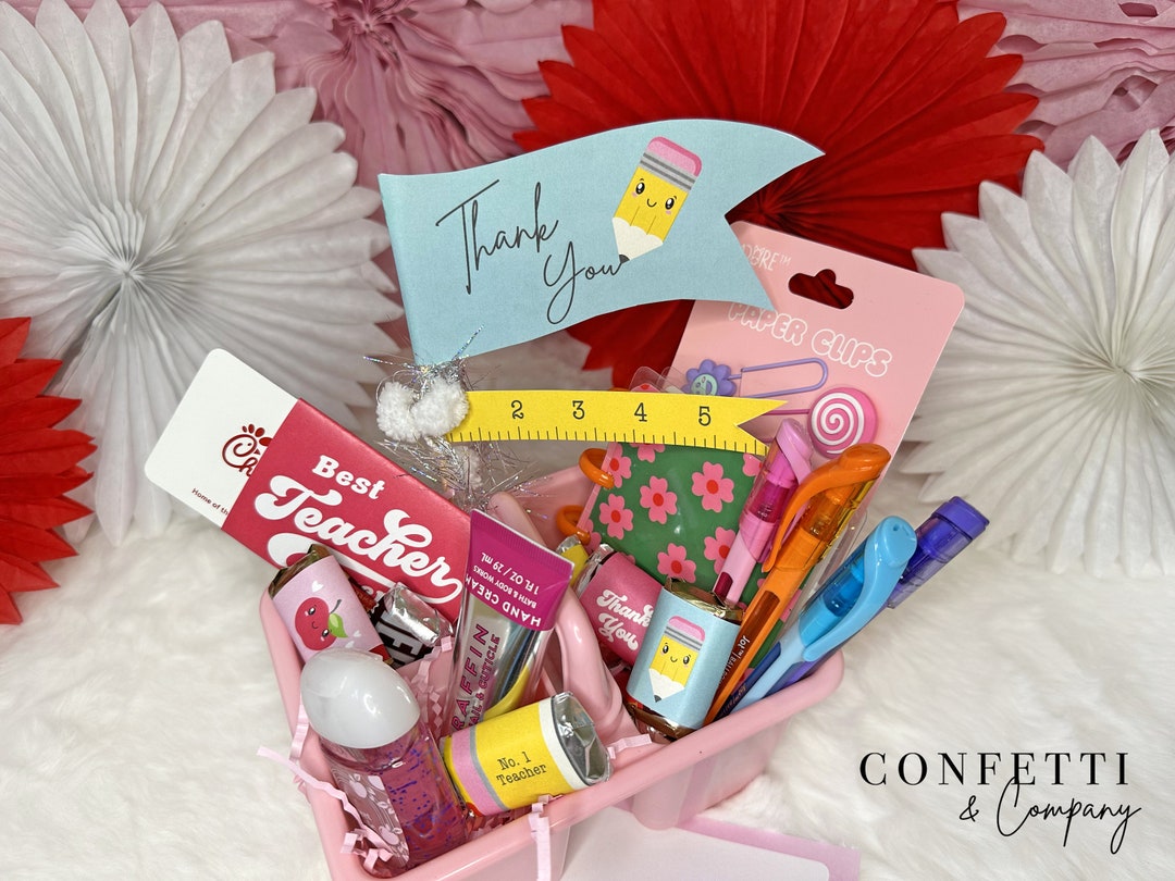Printable Teacher Appreciation Gift Basket Set Pennant Flags and Tags ...
