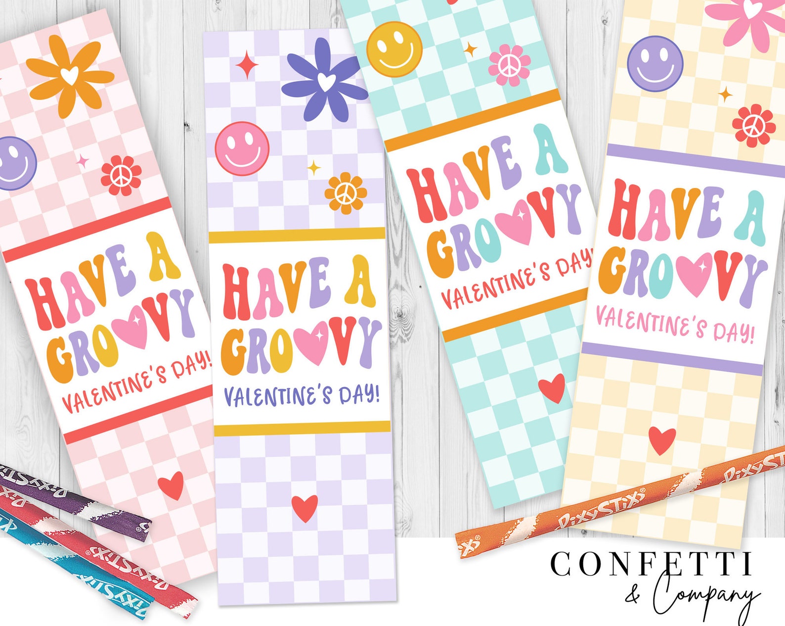 Retro Groovy Valentines Printable Valentine Card Peace Love - Etsy