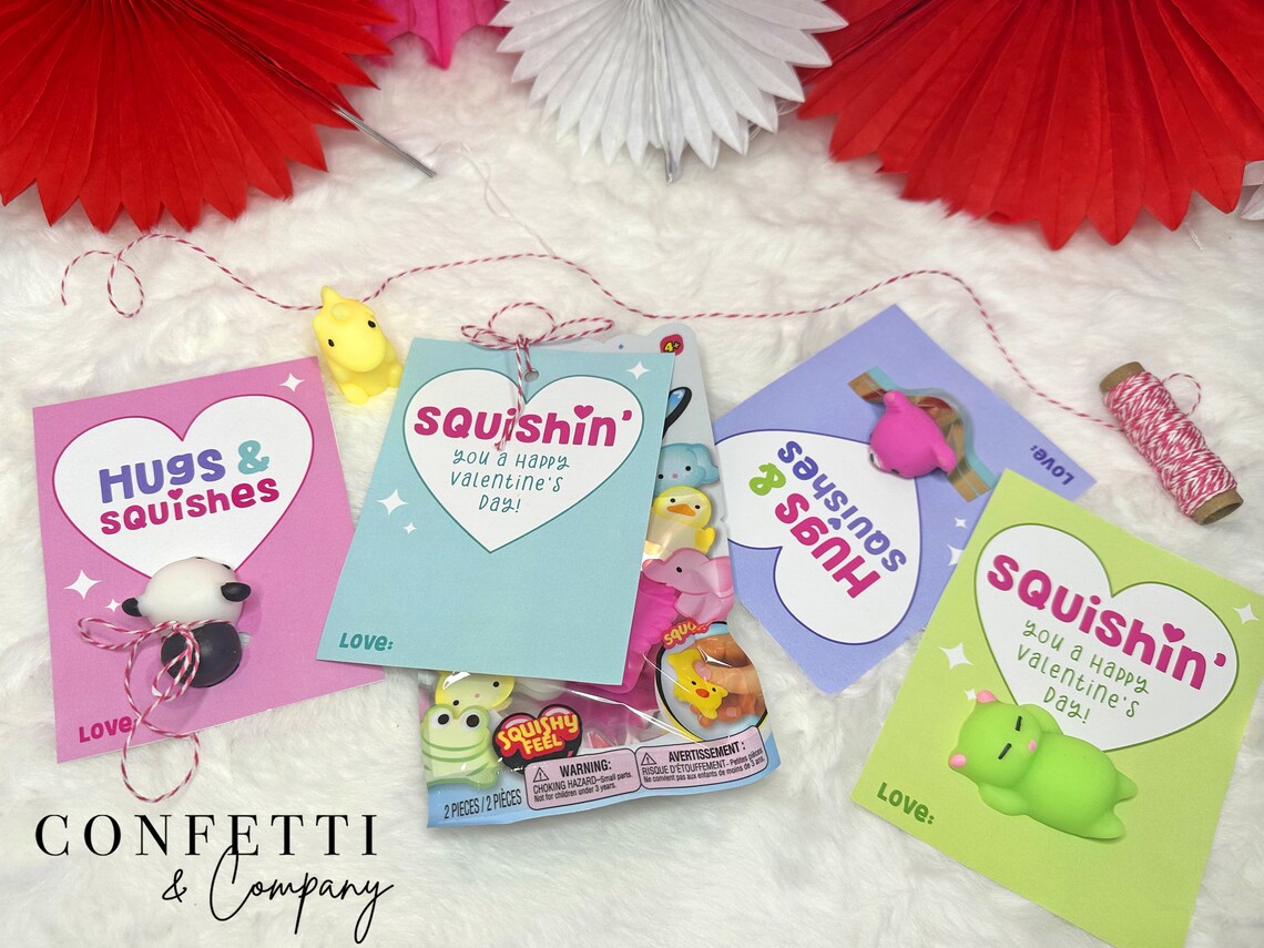 Squishie Valentines Squishy Printable Valentine Cards Hugs & - Etsy