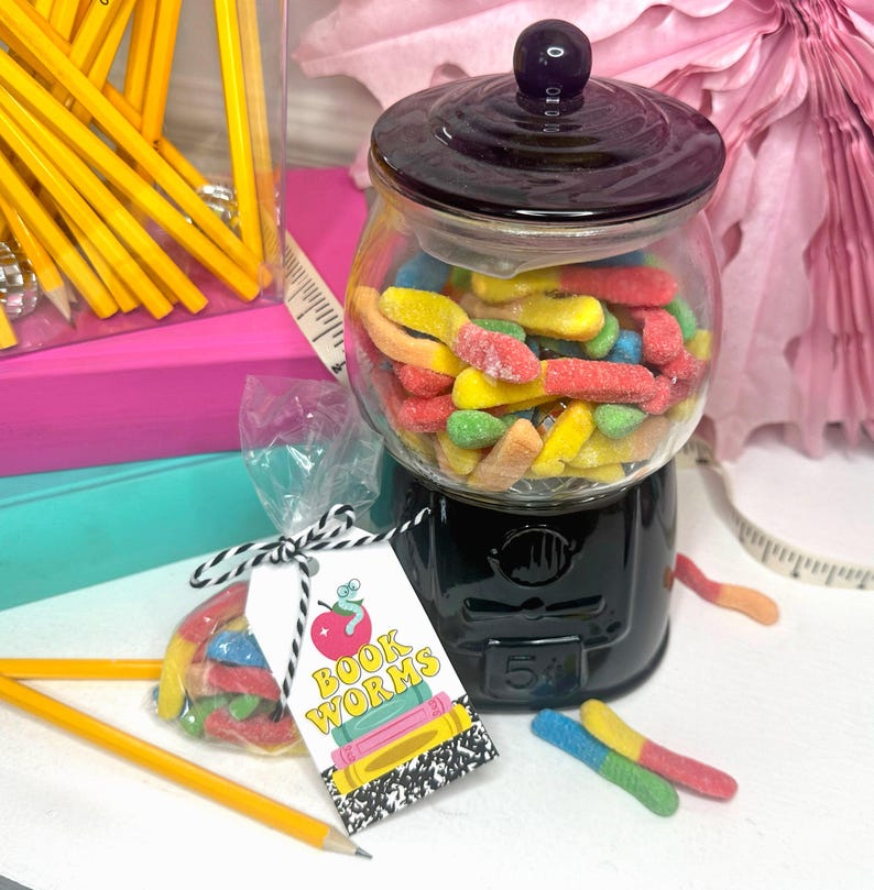 Printable Book Worms & Jitter Critters Gummy Worm Treat Tags for ...