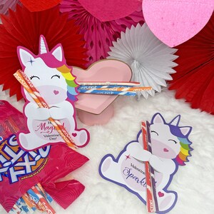 Unicorn Valentine Treat Holder Printable Cards, Girl Classroom ...