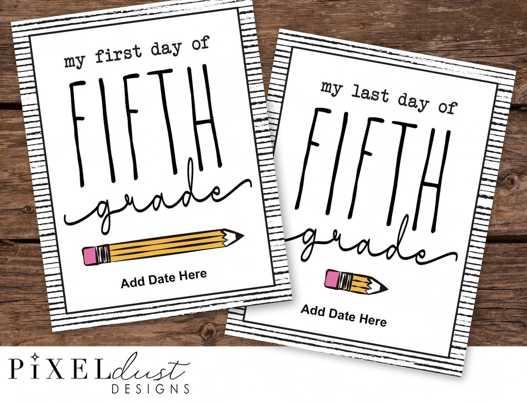 Printable First Day of School FIFTH GRADE Sign, Back to School Sign ...