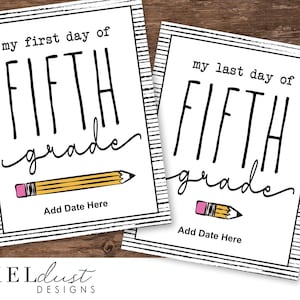 Printable First Day of School FIFTH GRADE Sign, Back to School Sign ...