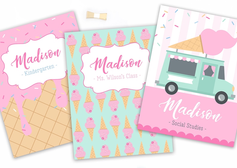 Personalized Ice Cream Truck Printable Binder Covers, Student Binder ...