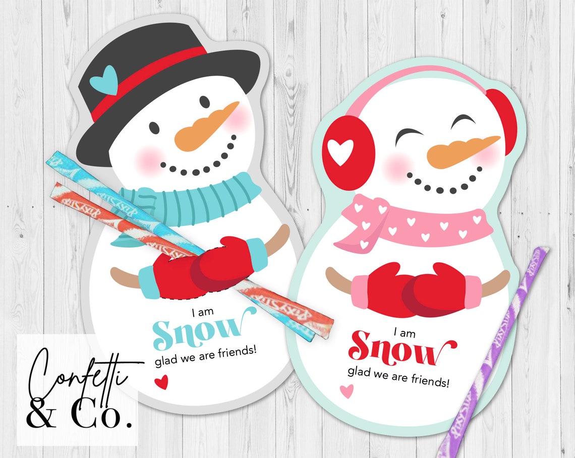 Snowman Treat Holder Printable Cards Candy Cane Hugger Kids - Etsy