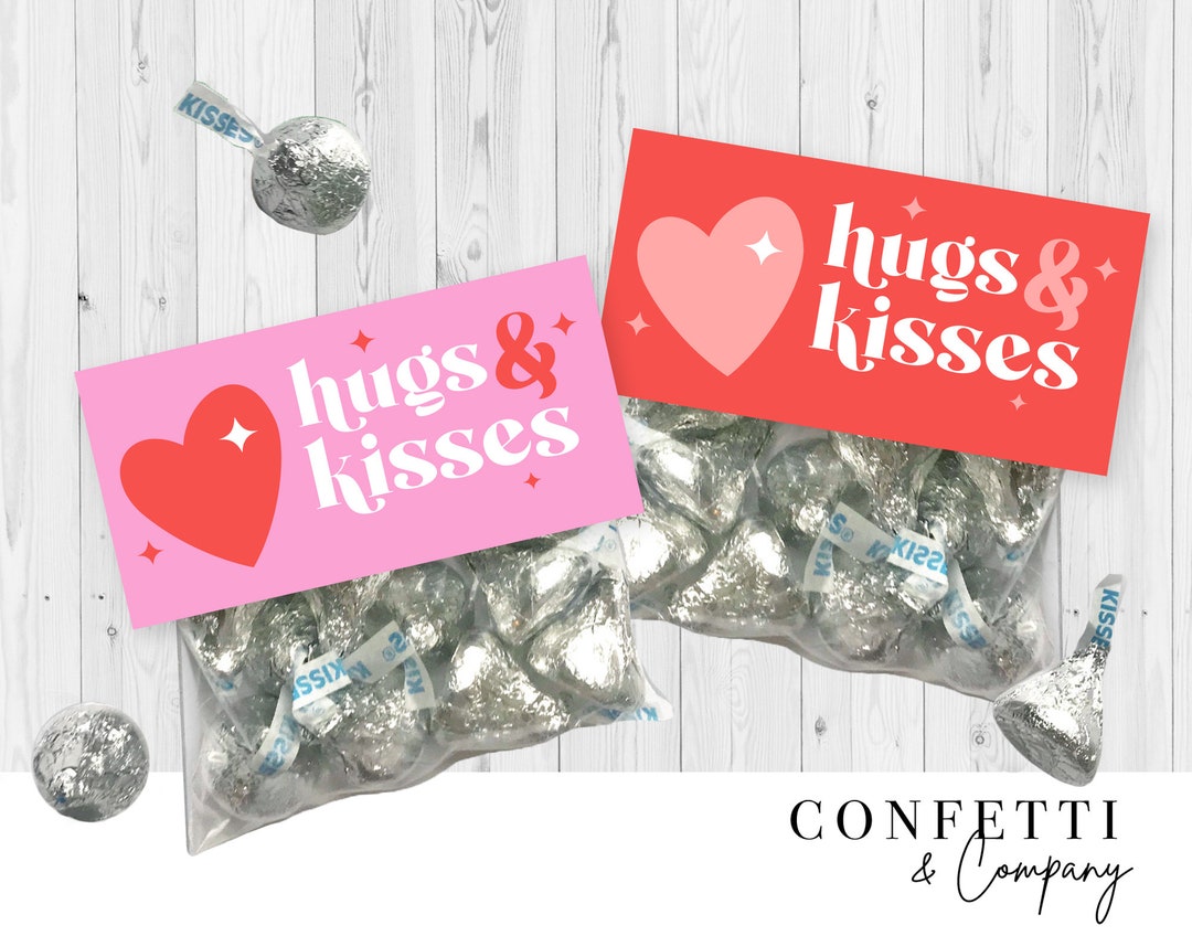 Valentine's Day Hugs & Kisses Printable Treat Bag Toppers, Kids ...