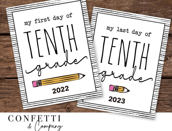 Printable First Day of School TENTH GRADE Sign Back to School | Etsy