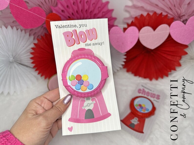 Gumball Machine Valentines Bubble Tape Valentines Printable - Etsy