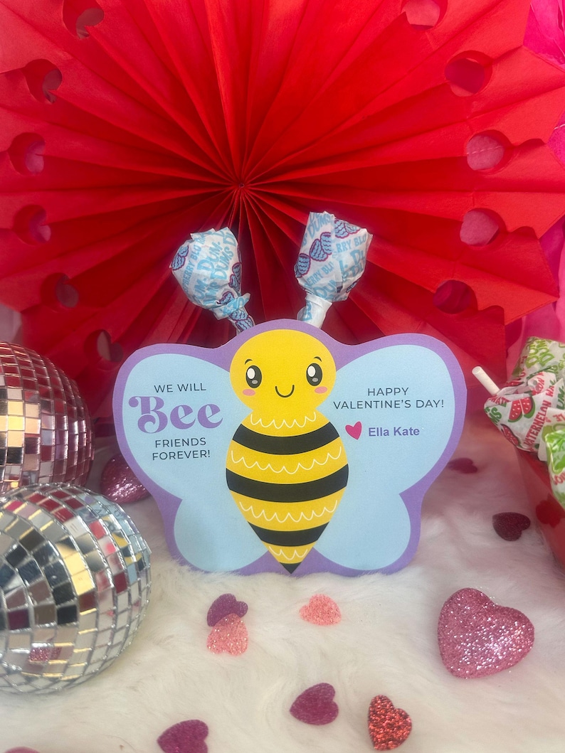 BEE Mine Bumble Bee Valentines, Printable Valentine Cards, Lollipop ...