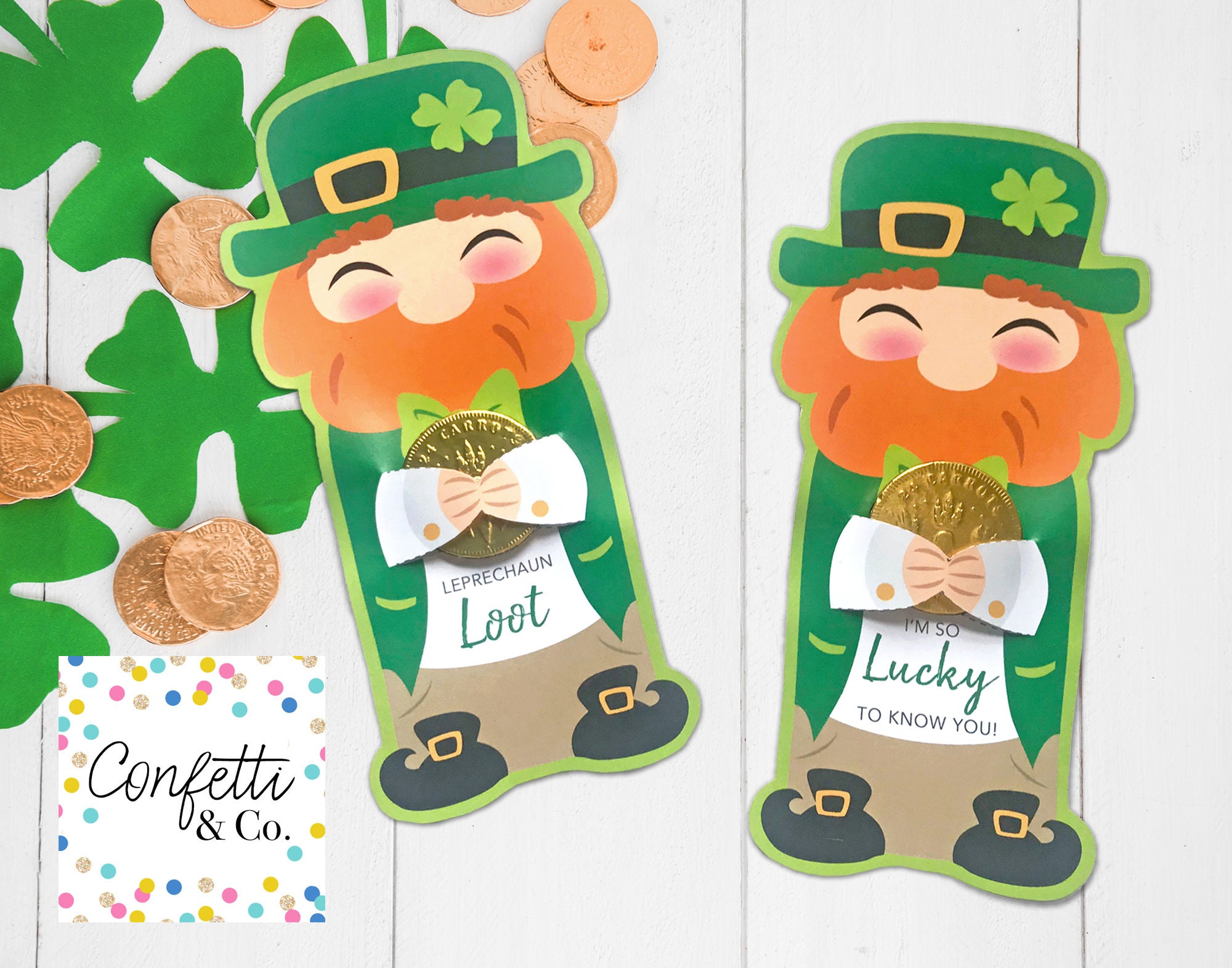 St. Patrick's Day Leprechaun Printable Treat Holder Card - Etsy