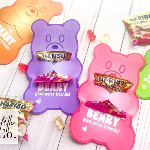 Gummy Bear Valentines Printable File Cards Beary Glad - Etsy