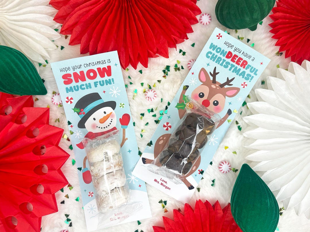 Reindeer / Snowman Donut Christmas Treat Cards, Printable Christmas ...