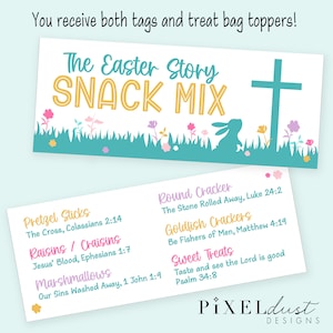The Easter Story Snack Mix Printable Tag and Bag Toppers, Easter Basket ...