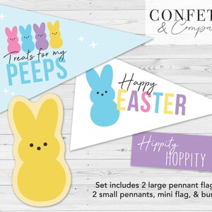 Printable PEEPS Easter Pennant Flag Set, Retro Easter Pennants, Kid's ...