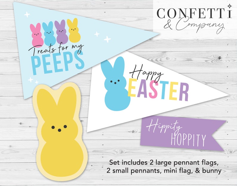 Printable PEEPS Easter Pennant Flag Set, Retro Easter Pennants, Kid's ...