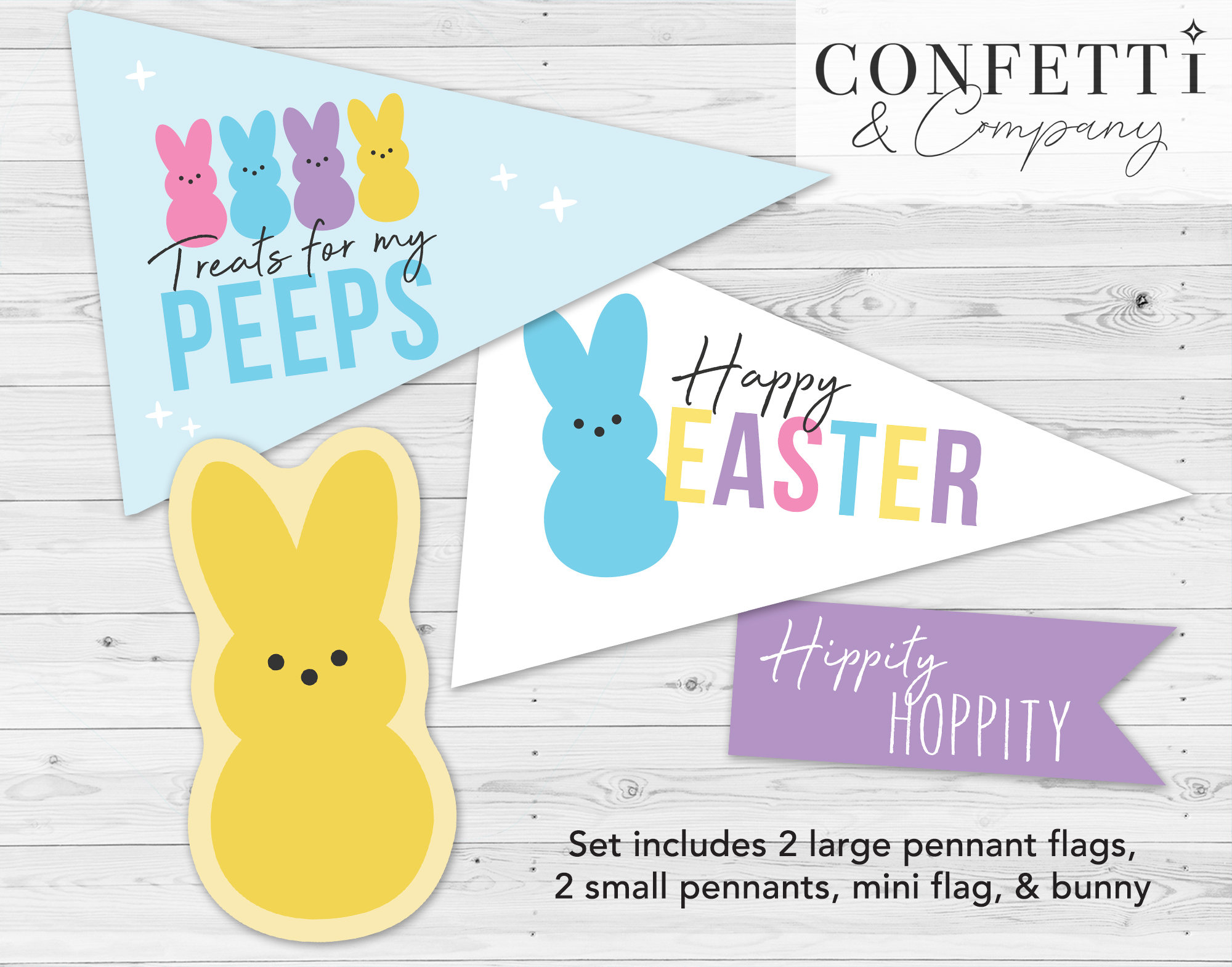 Printable PEEPS Easter Pennant Flag Set Retro Easter | Etsy