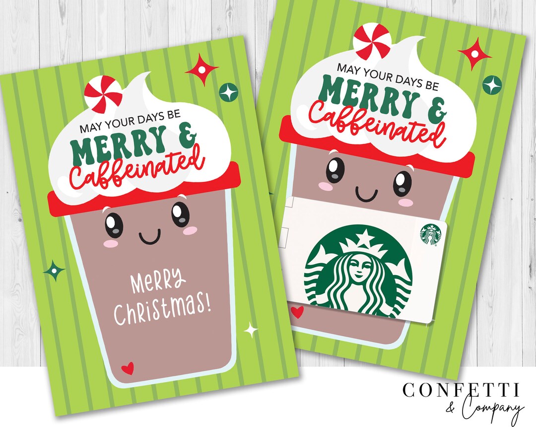 Cute Christmas Coffee Gift Card Holder, INSTANT DOWNLOAD Printable ...