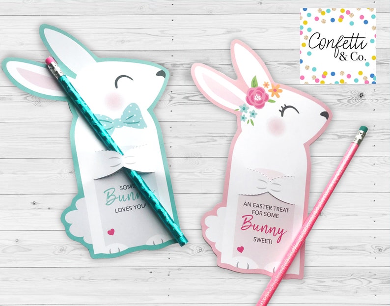 Easter Bunny Card Easter Rabbit Printable Treat Holder Card - Etsy