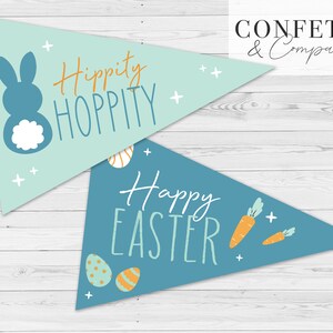 Hippity Hoppity Easter Bunny Pennant Flag Set, Printable Retro Easter ...